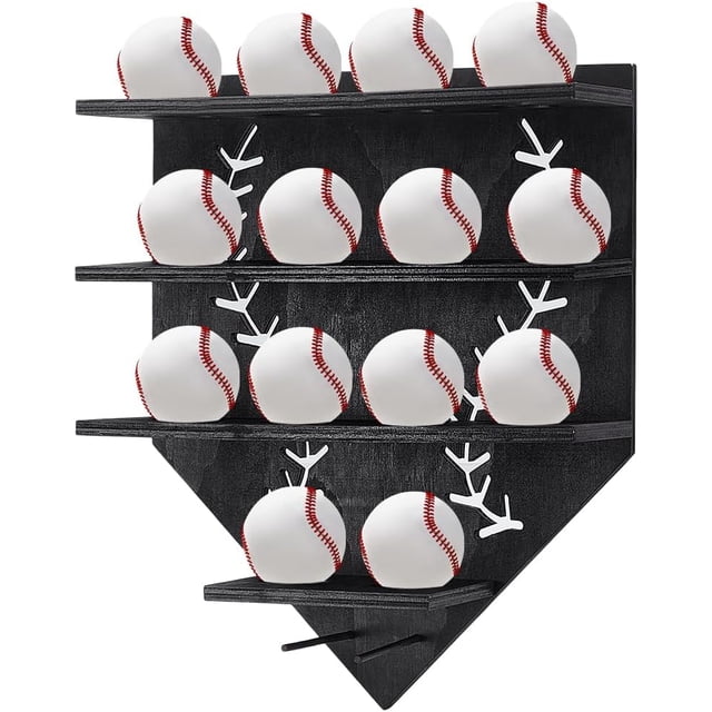Baseball Display Shelf 33cm Wooden Baseball Ball Display Case Baseball ...