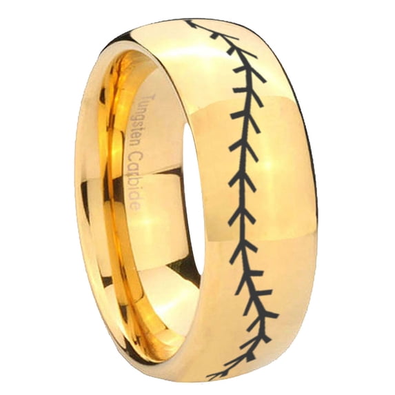 Baseball Dome Gold Plated Tungsten Men Ring 10MM - Walmart.com