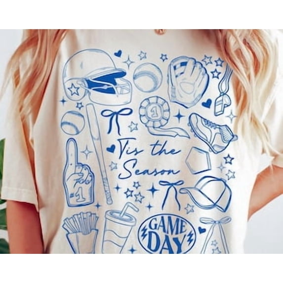 Baseball Doodle Bow Game Day T-Shirt - Walmart.com