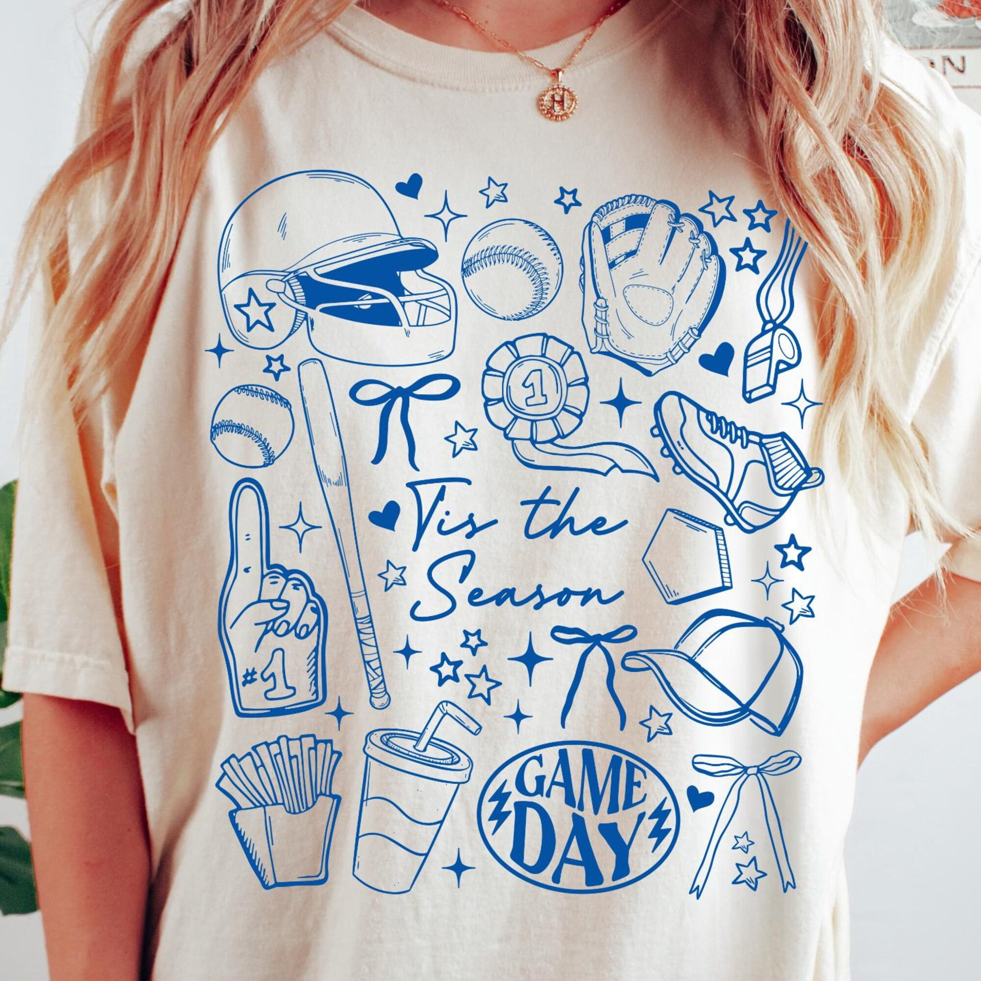 Baseball Doodle TShirt Hand Drawn Women 39 s Coquette Bow Baseball Tee ...