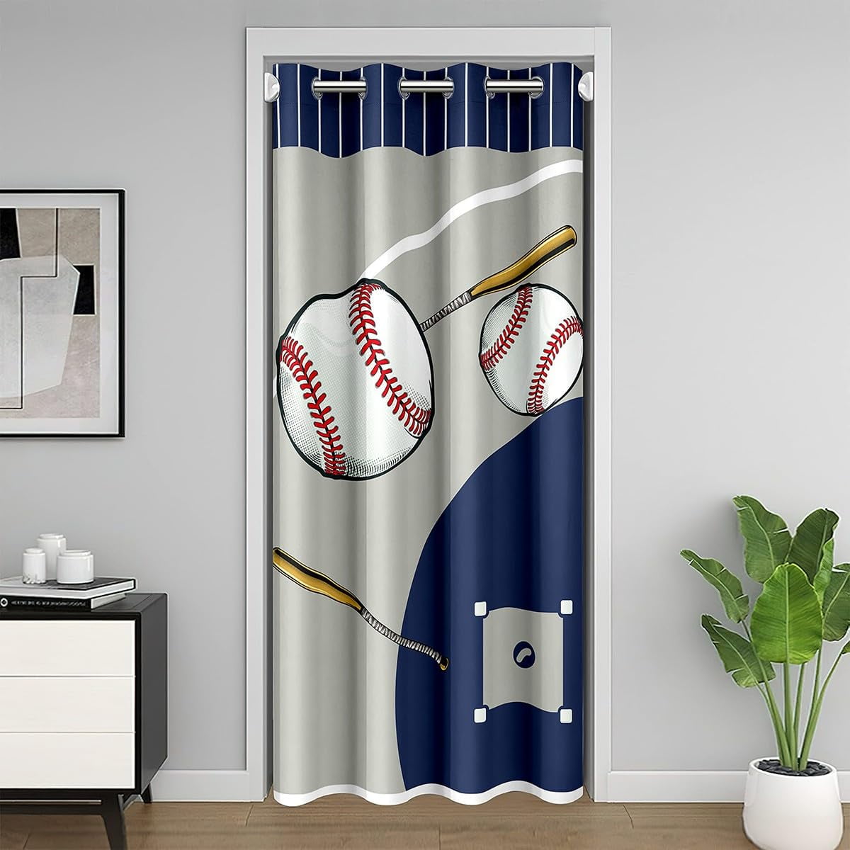 Baseball Door Curtains for Doorway Closet Curtain for Kitch Dining ...