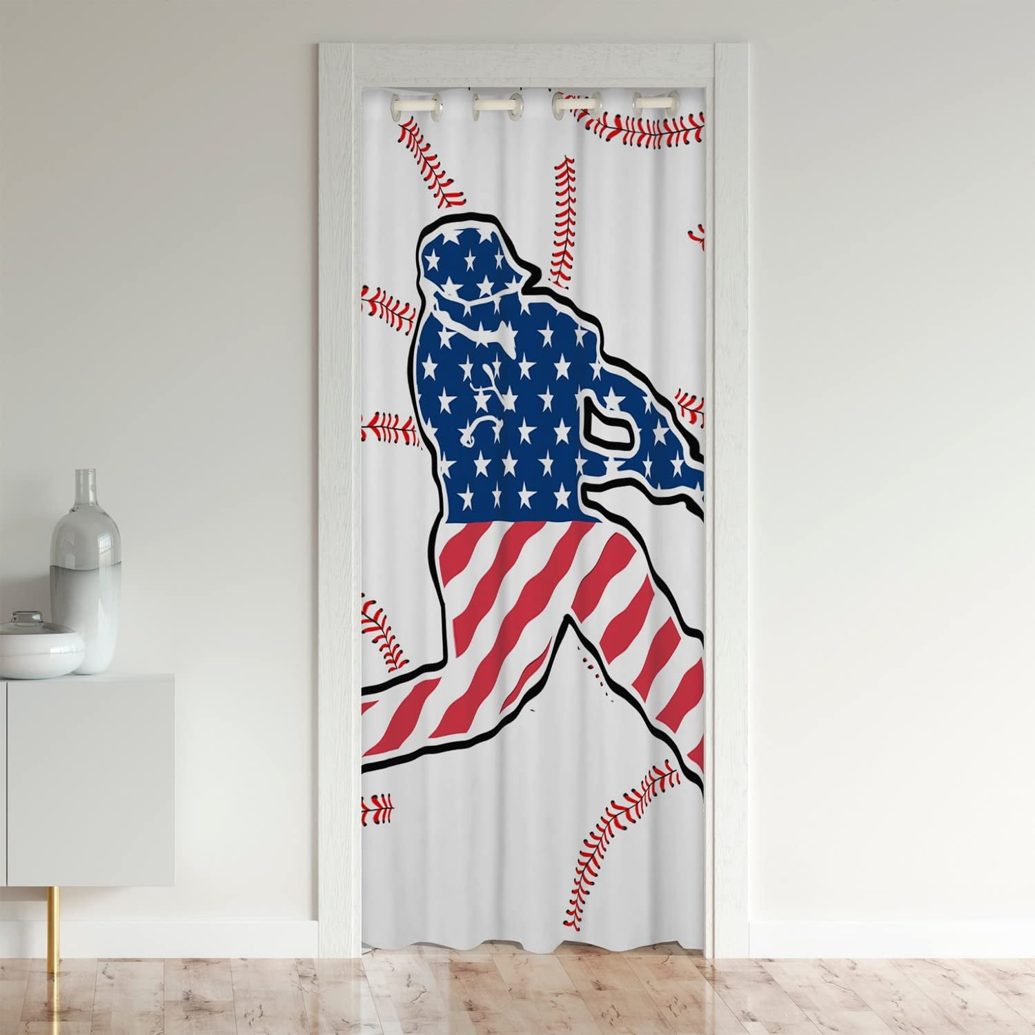 Baseball Door Curtains for Doorway Closet Curtain for Kitchen Dining ...