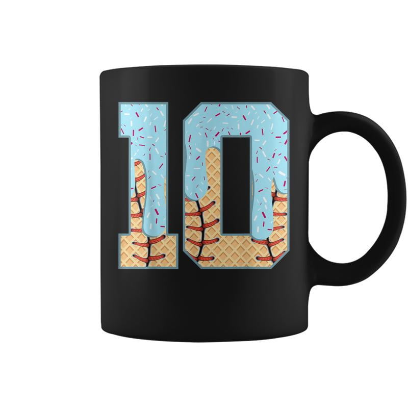 Baseball Drip 10 Year Old Ice Cream Drip Boys 10Th Birthday Coffee Mugs ...