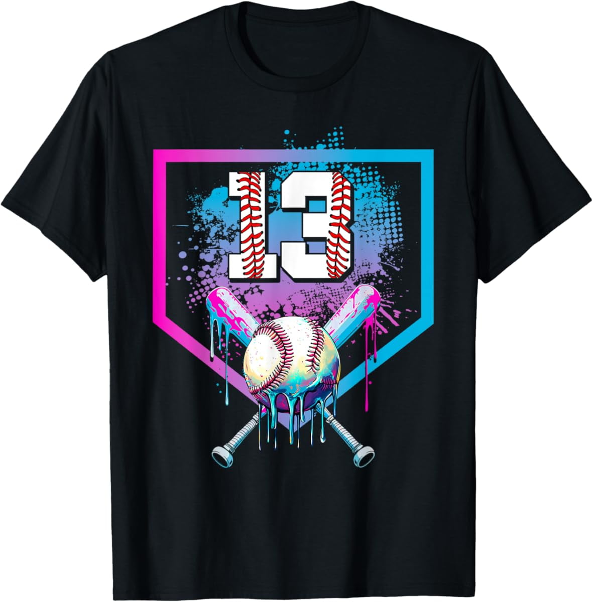 Baseball Drip 13Th Birthday Home Plate Youth 13 Year Old Unisex Men ...