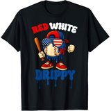 Baseball Drip 4Th Of July Ice Cream Red White And Drippy T-Shirt ...