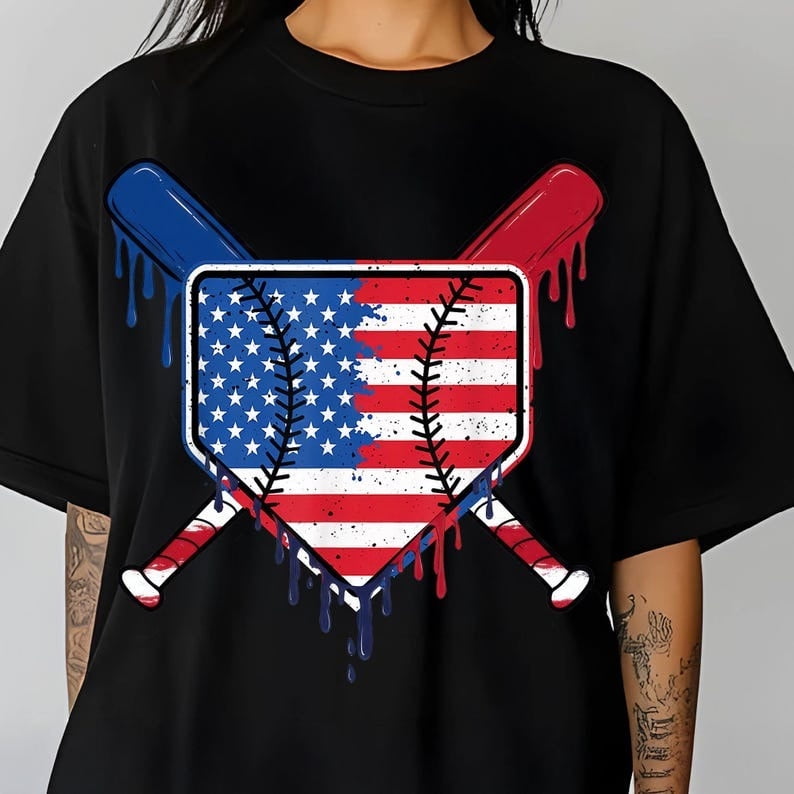 Baseball Drip 4th of July Sublimation – Patriotic Ice Cream American ...