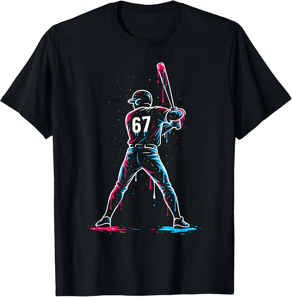 Baseball Drip 6 7 Number 67 Six Seven Meme Mens Boys Kids T-Shirt ...