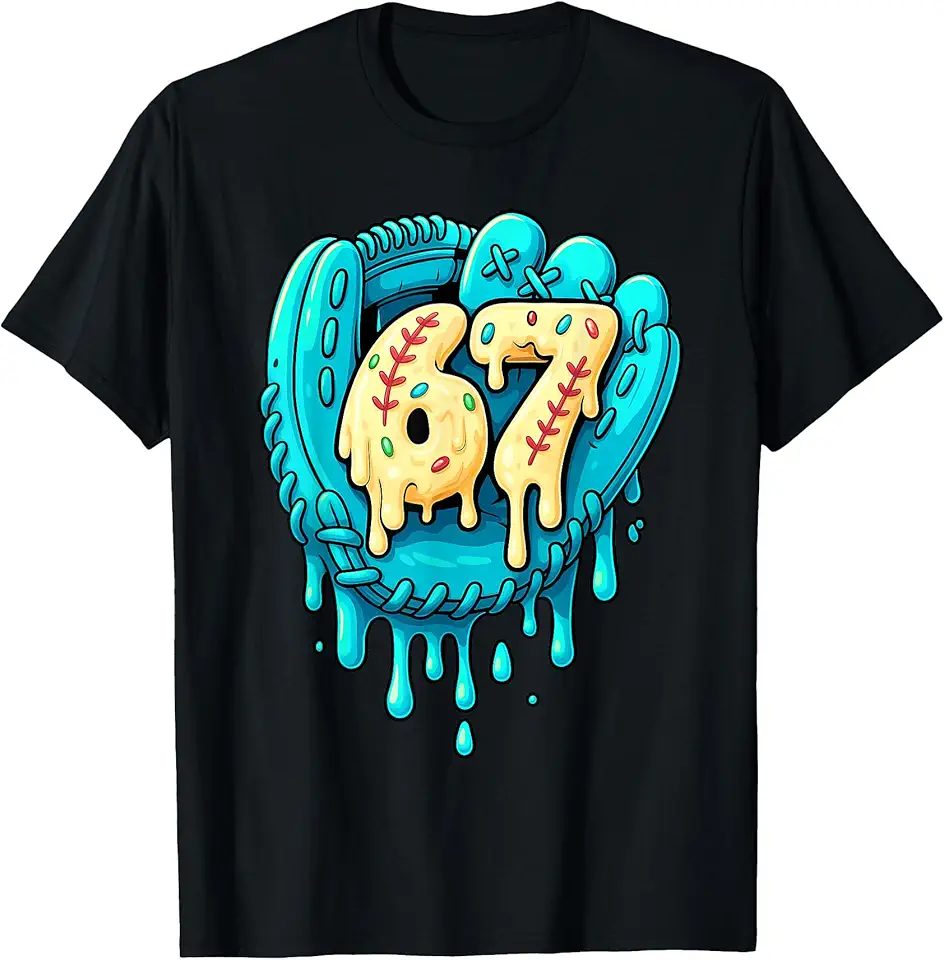 Baseball Drip 6 7 Number 67 Six Seven Meme Mens Boys Kids T-Shirt ...