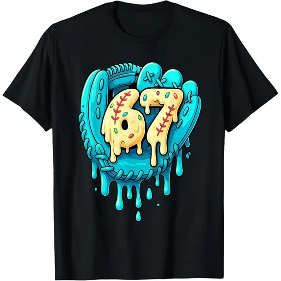 Baseball Drip 6 7 Number 67 Six Seven Meme Mens Boys Kids T-Shirt ...