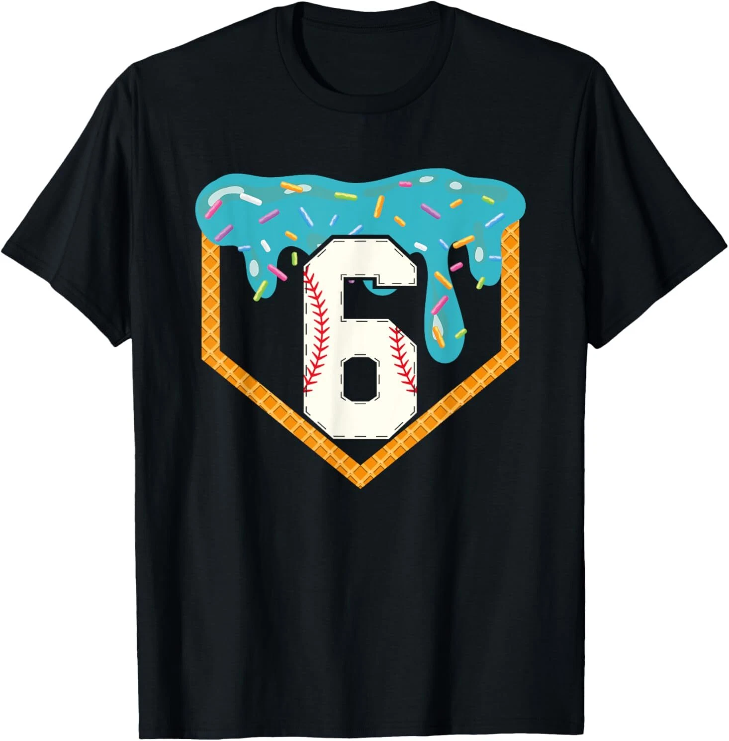 Baseball Drip 6th Birthday 6 Year old Boy Ice Cream T-Shirt - Walmart.com