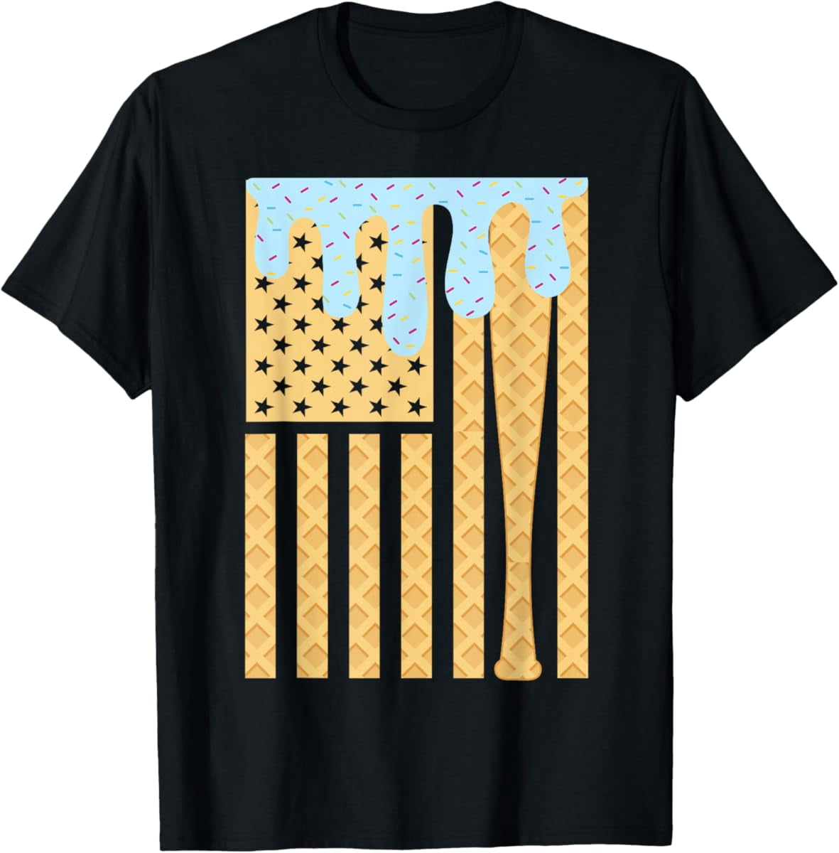 Baseball Drip Bat Dripping Ice Cream American Flag Unisex Men Women T ...
