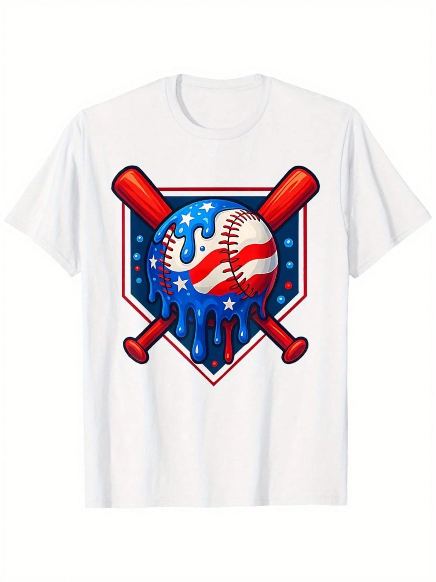 Baseball Drip Boy Ice Cream Patriotic American Flag 4th July T-Shirt ...