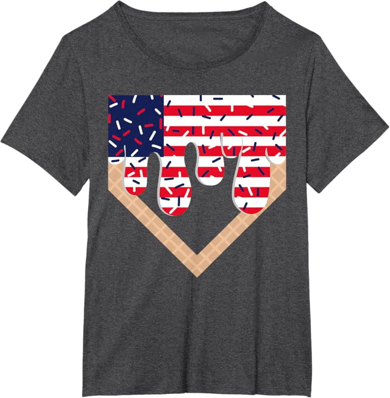 Baseball Drip Boy Ice Cream Patriotic American Flag 4th July T-Shirt ...