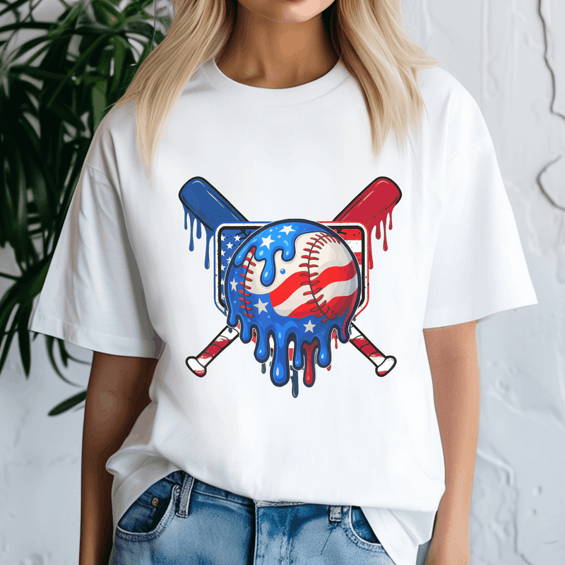 Baseball Drip Boys Dripping Ice Cream Baseball American Flag, Baseball ...