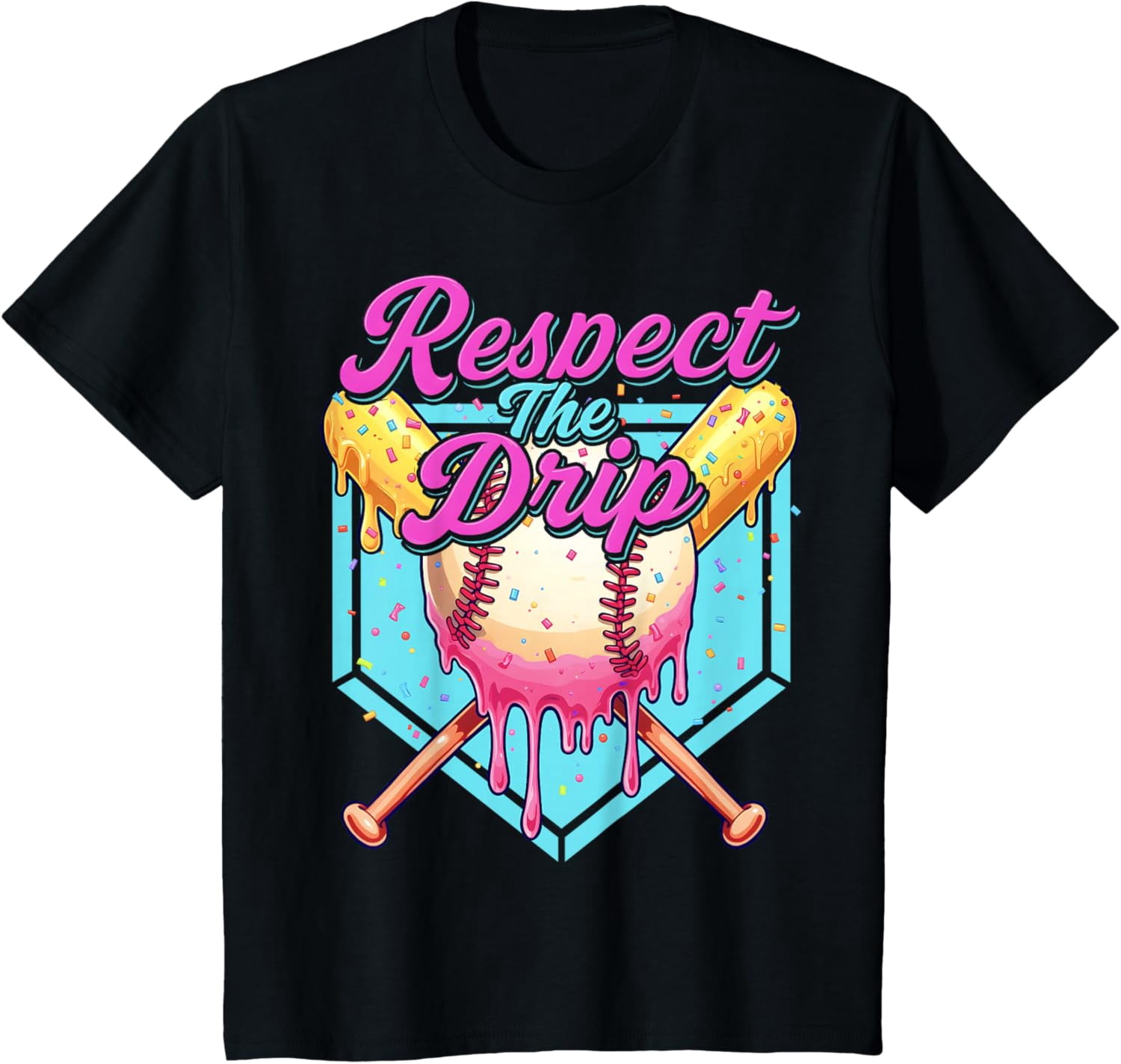 Baseball Drip Boys Home Plate Youth sports Respect The Drip T-Shirt ...