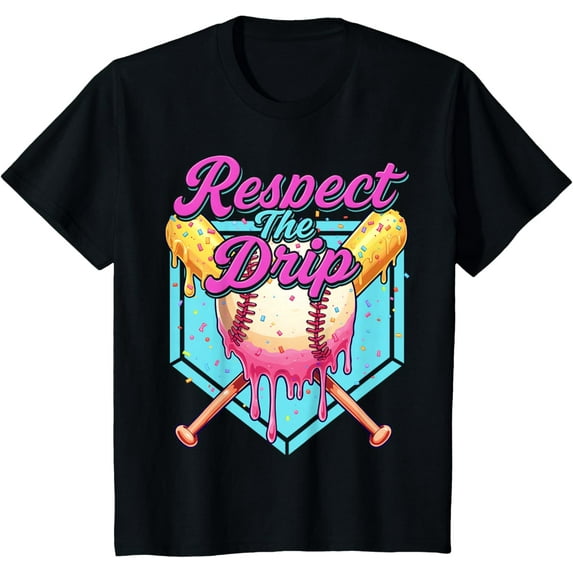 Baseball Drip Boys Home Plate Youth sports Respect The Drip T-Shirt ...