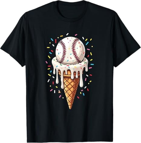 Baseball Drip Boys Ice Cream Cone Drip Baseball T Shirt Clothing, Shoes ...