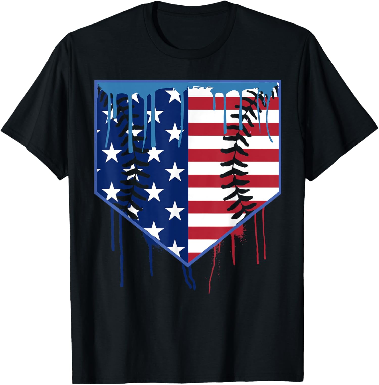Baseball Drip Boys Ice Cream Patriotic American Flag T-Shirt For Men ...