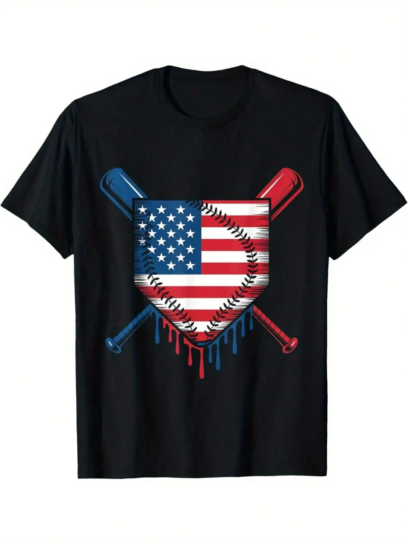 Baseball Drip Boys Ice Cream Patriotic American Flag T-Shirt - Walmart.com