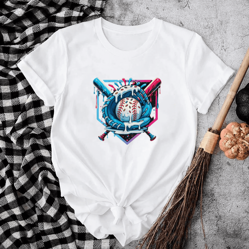 Baseball Drip Colorful Bats Retro Halloween Sports Cartoon Graphic ...