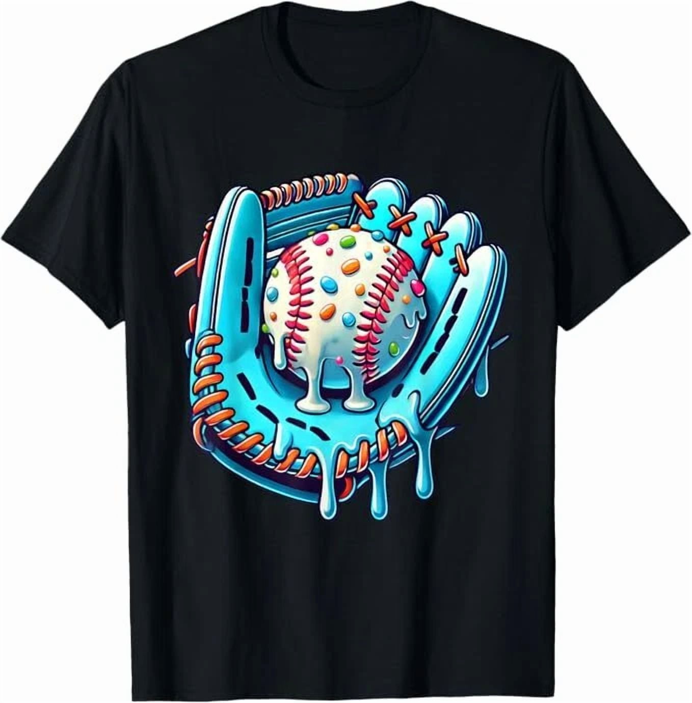 Baseball Drip Design Ice Cream Sprinkles Baseball Player T-Shirt ...
