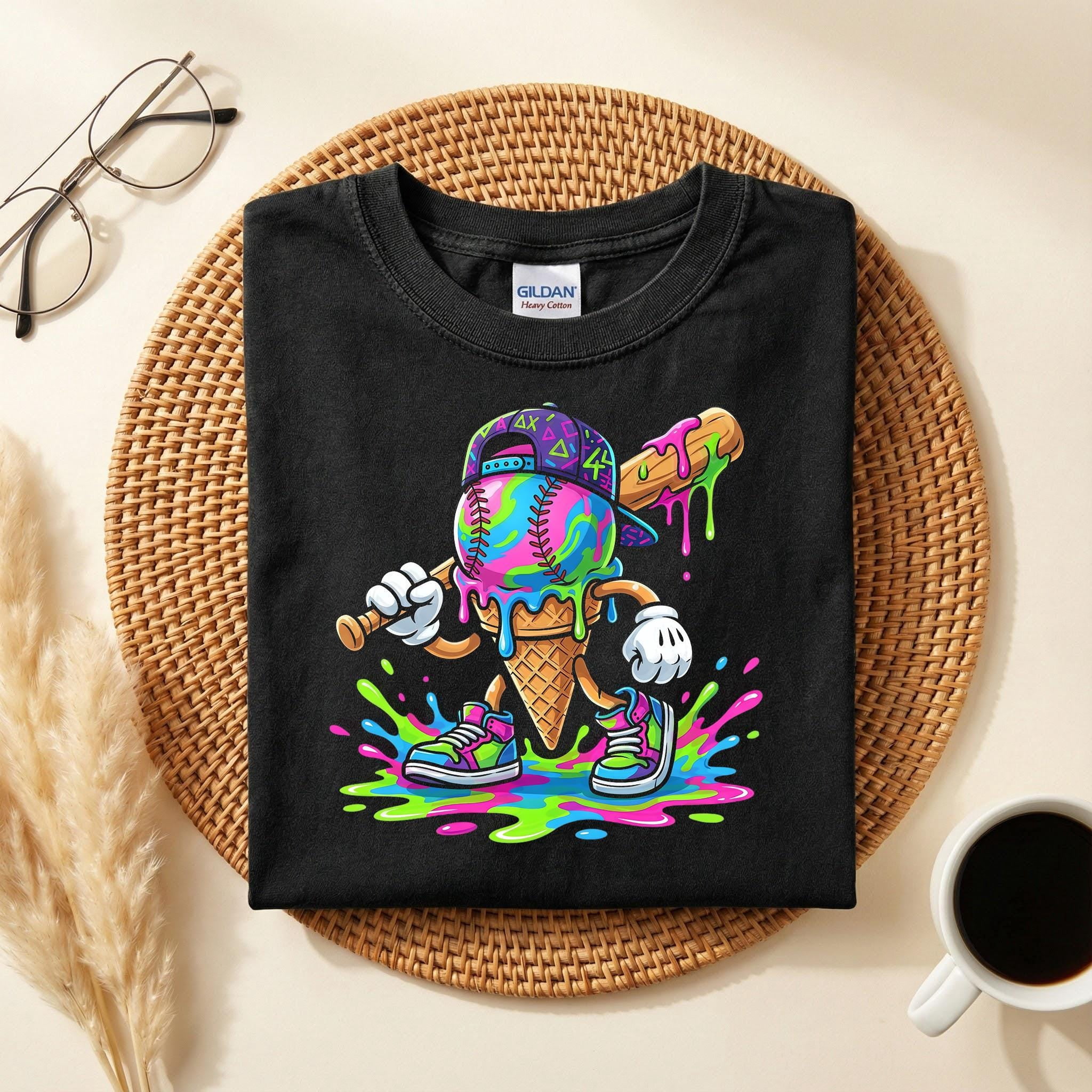 Baseball Drip For Boys T-Shirt, Ice Cream Drip shirt, Colorful Baseball ...