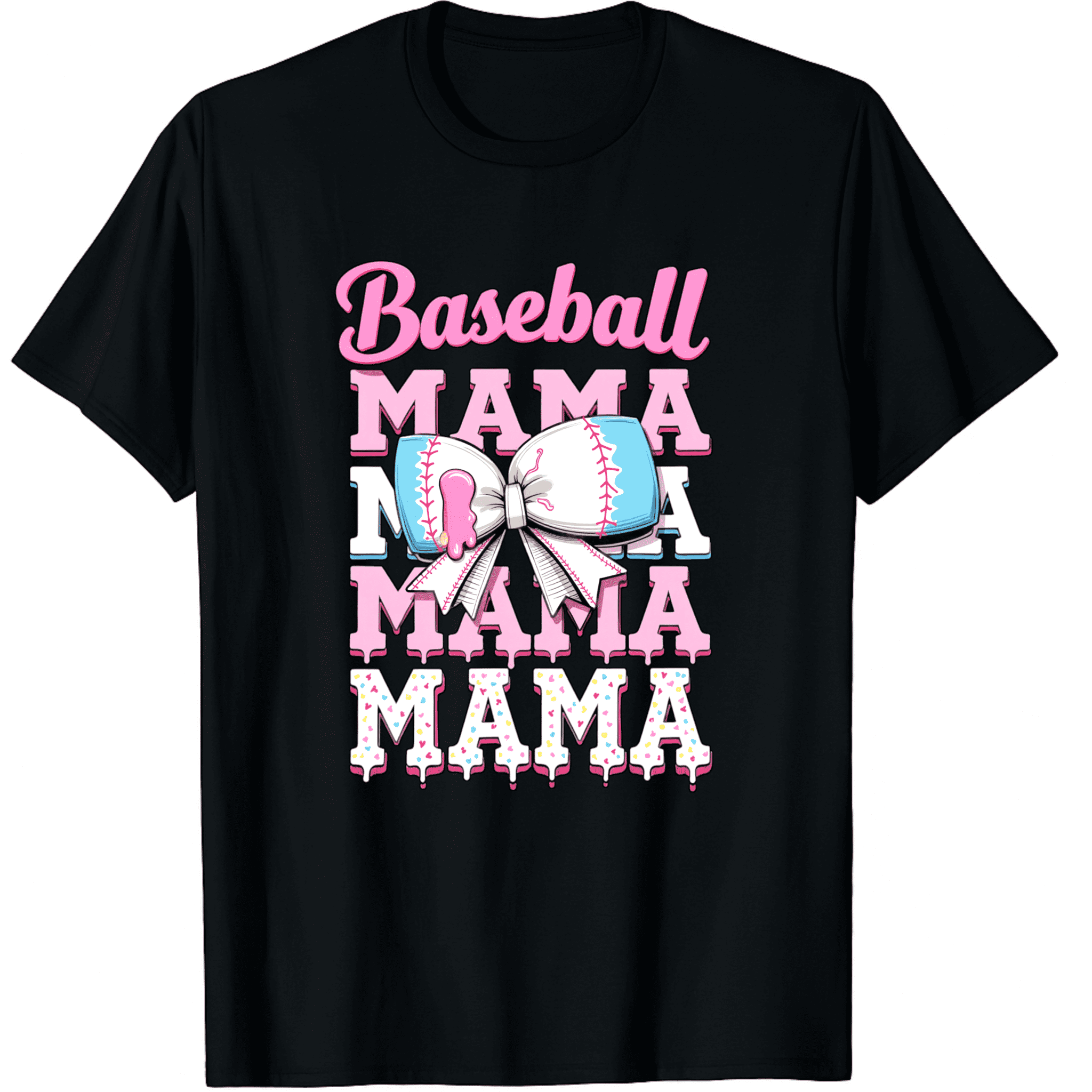 Baseball Drip For Mama Mom Coquette Bow Ice Cream Dripping Men Women ...
