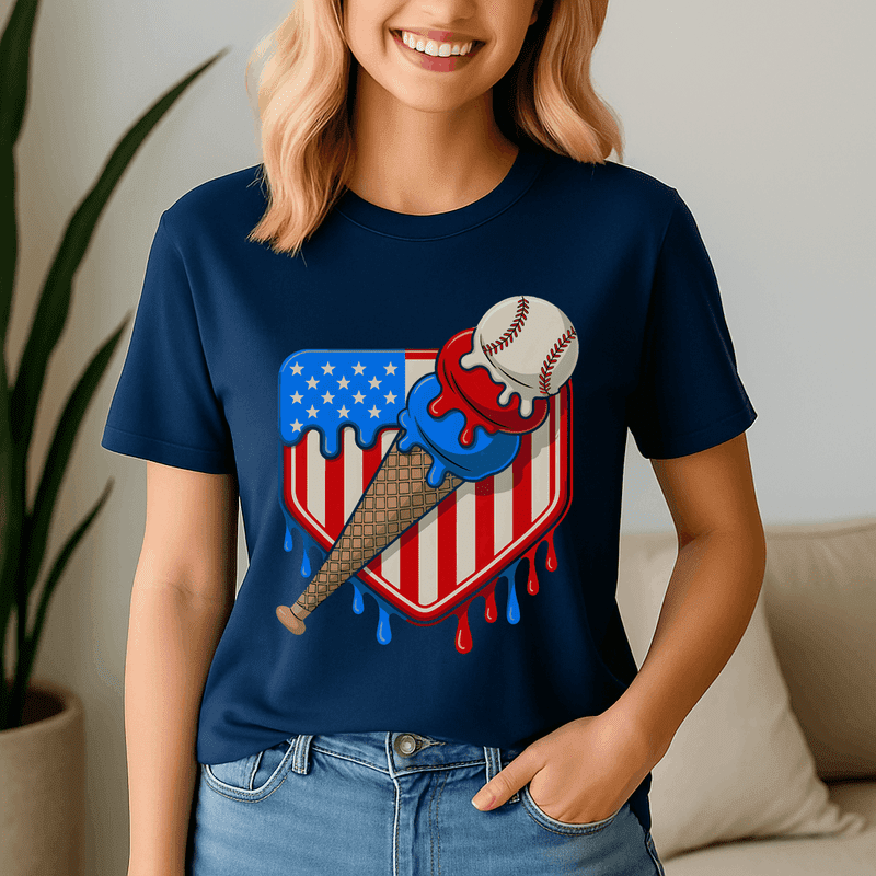 Baseball Drip Ice Cream 4th of July US Flag Shirt, Ice Cream American ...