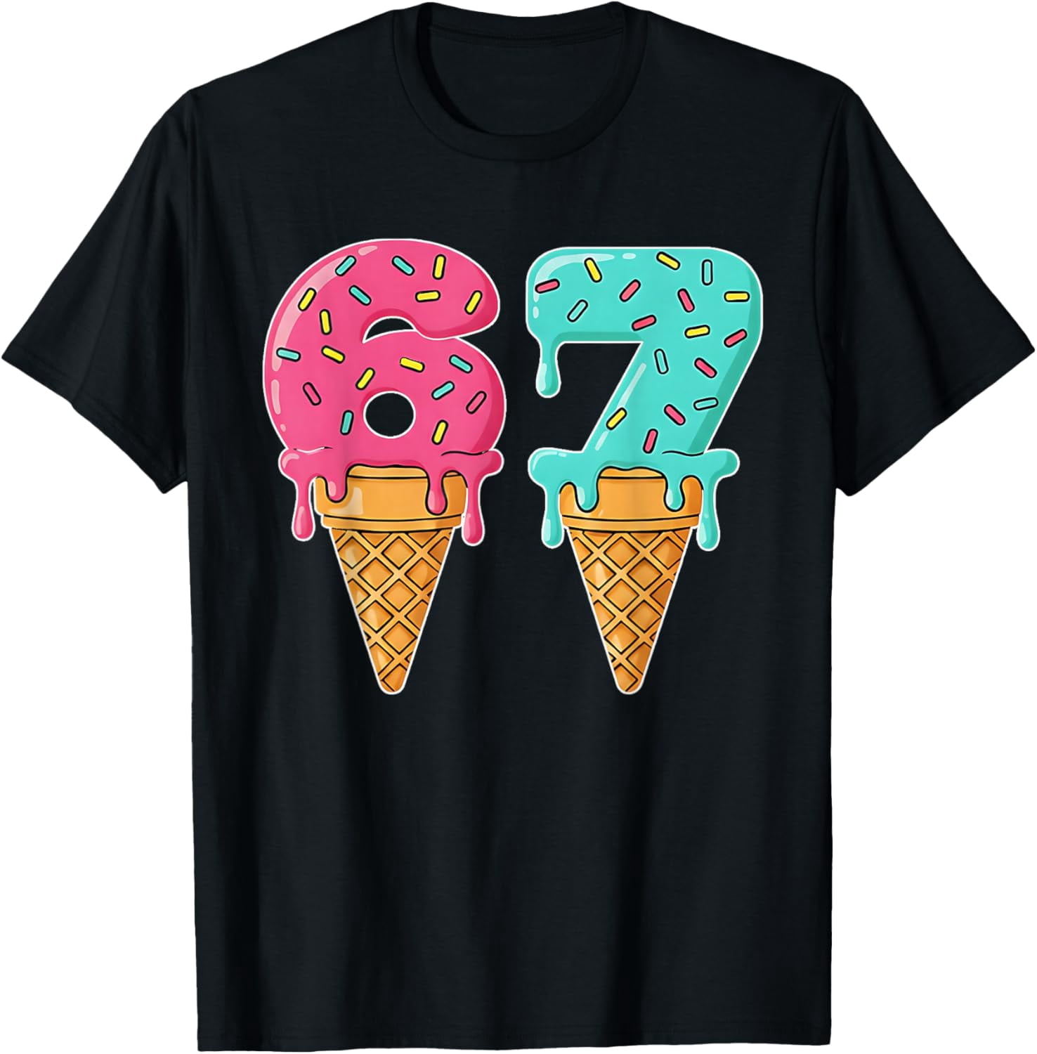 Baseball Drip Ice Cream 67 Baseball T-Shirt- American fashion hot ...