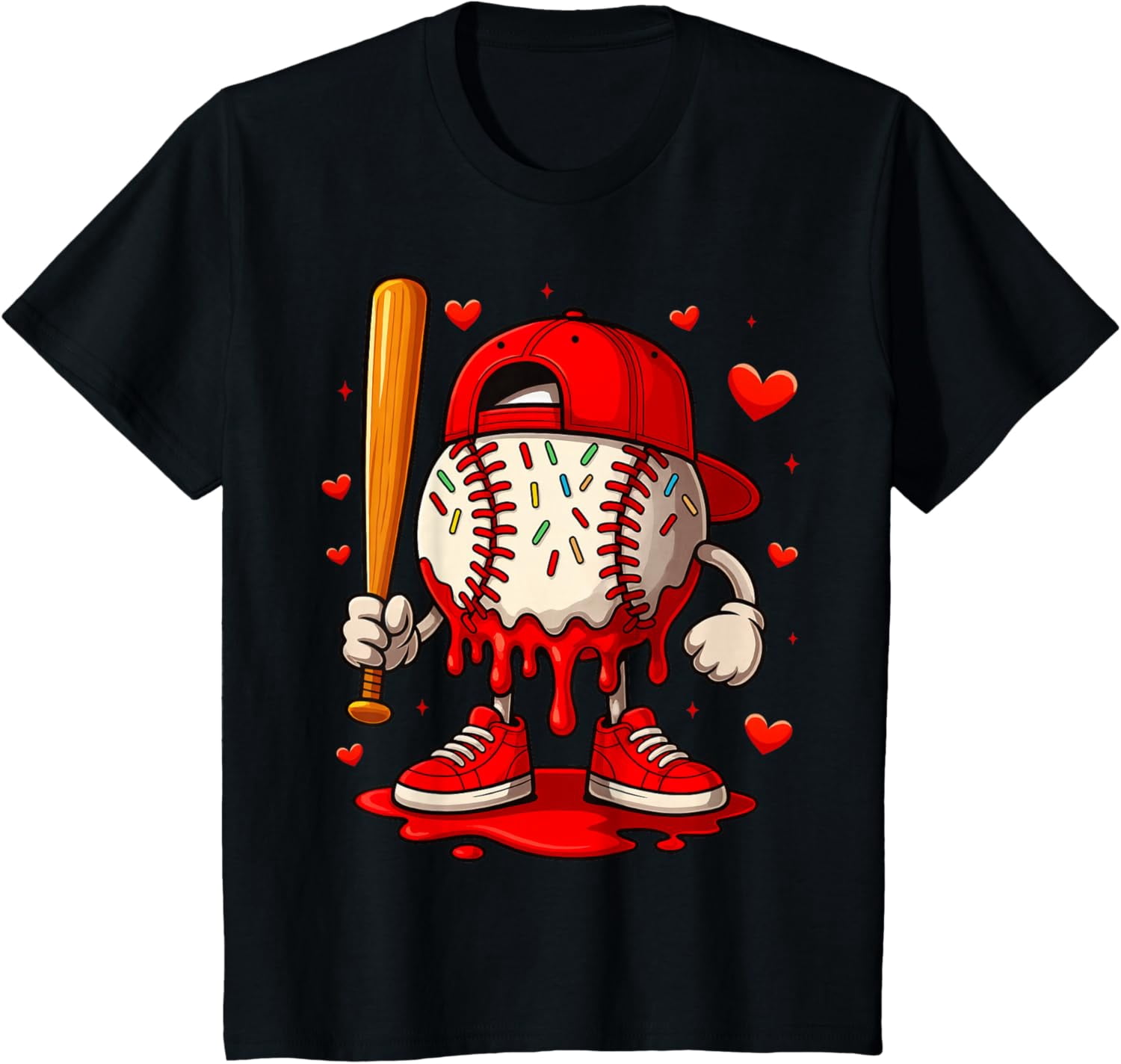 Baseball Drip Ice Cream Apparel Boys Kids Valentines Day T-Shirt ...