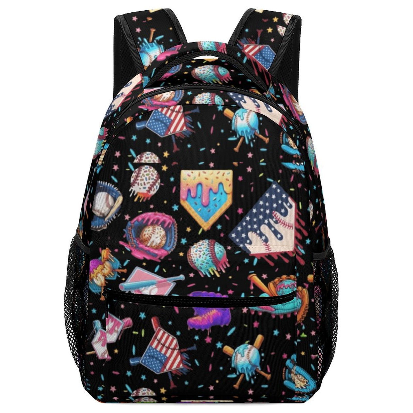 Baseball Drip Ice Cream Backpack, Large Capacity Lightweight Carry-On ...
