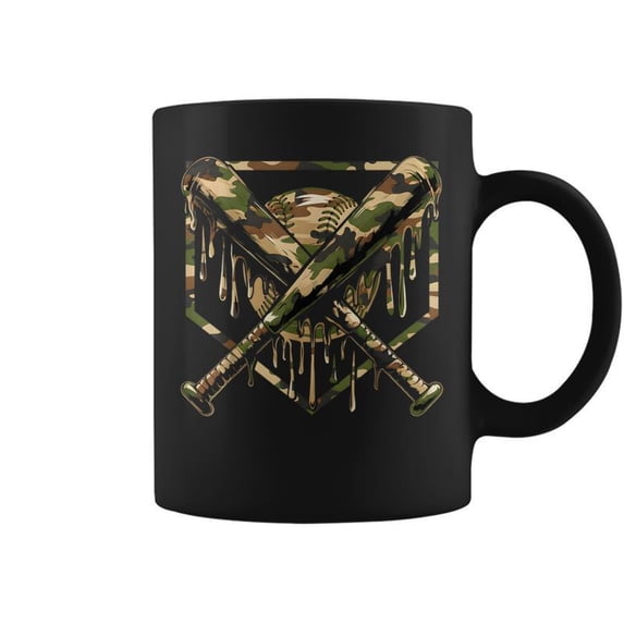 Baseball Drip Ice Cream Camo Home Plate Bats Sports Game Day Coffee ...