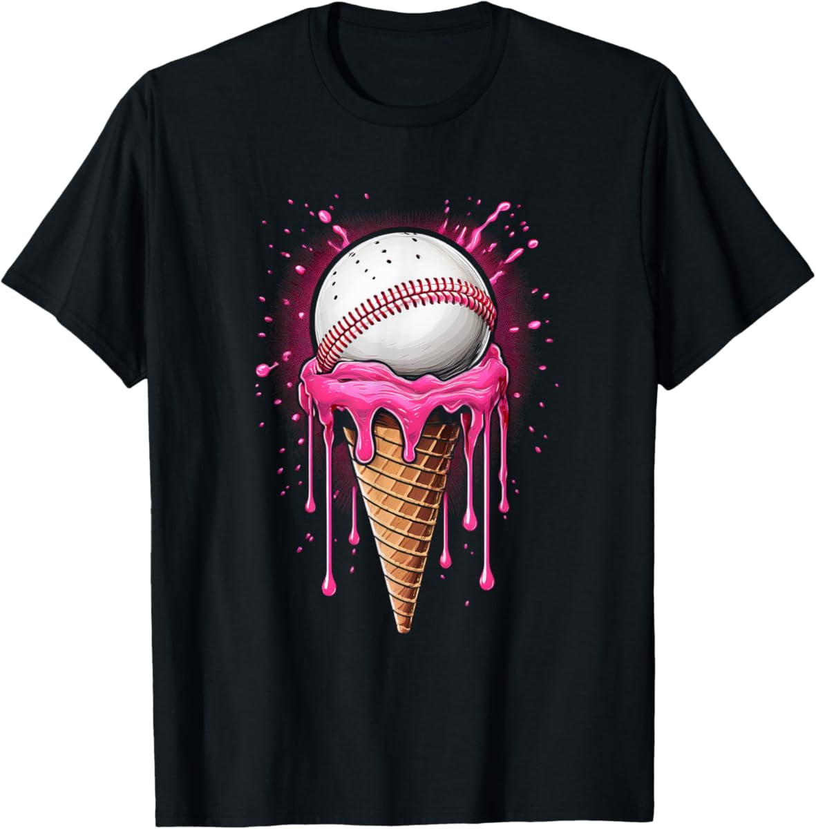 Baseball Drip Ice Cream Cone Drip Baseball Unisex Men Women T-Shirt S ...
