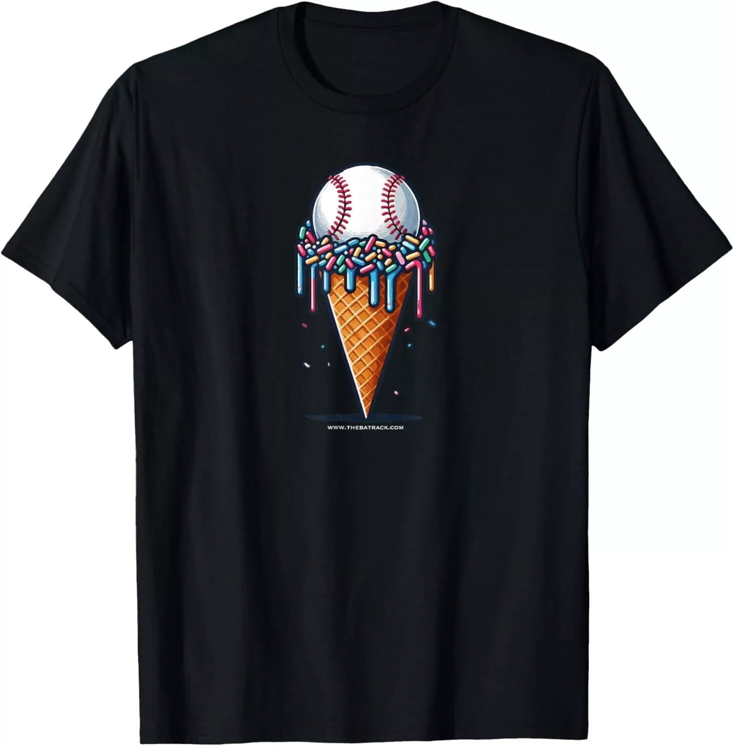 Baseball Drip Ice Cream Cone with Sprinkles T-Shirt - Walmart.com