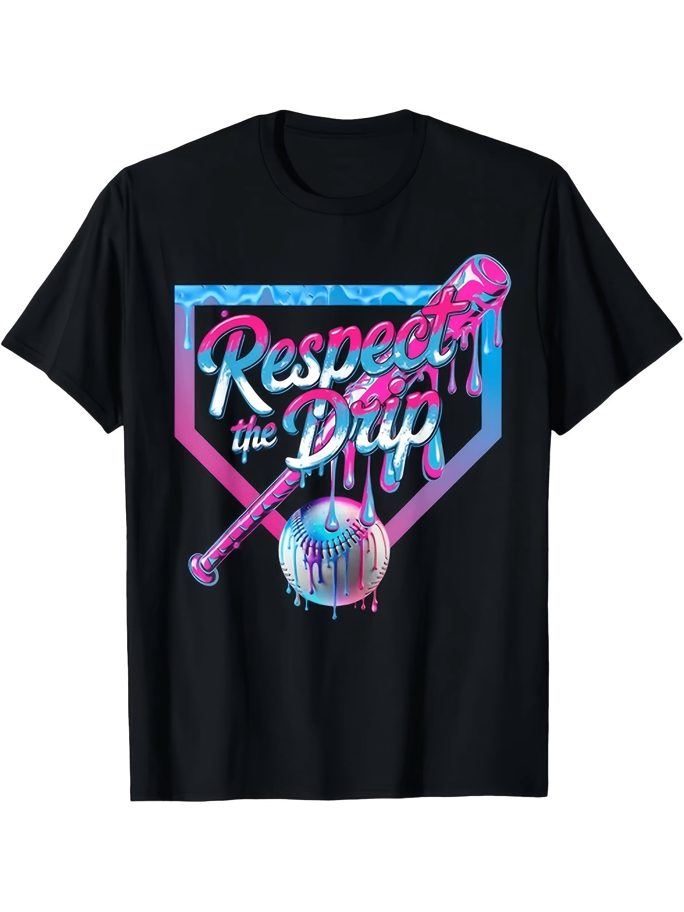 Baseball Drip Ice Cream Drip Bat With Sprinkles Drip Unisex T ...