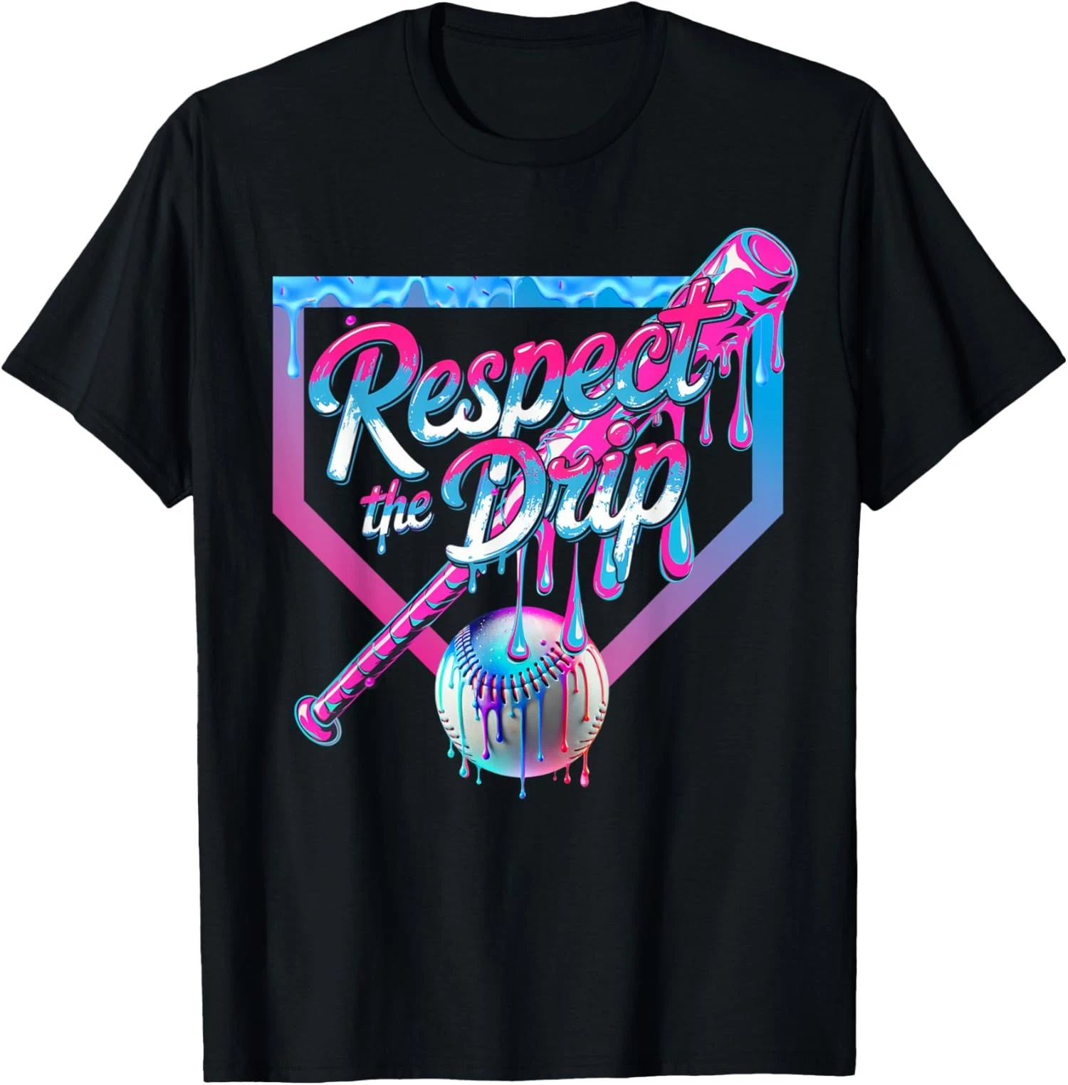Baseball Drip Ice Cream Drip Bat With Sprinkles Drip Unisex T-Shirt ...