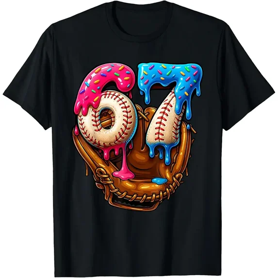 Baseball Drip Ice Cream Number 67 Player Or 67th Birthday T-Shirt ...