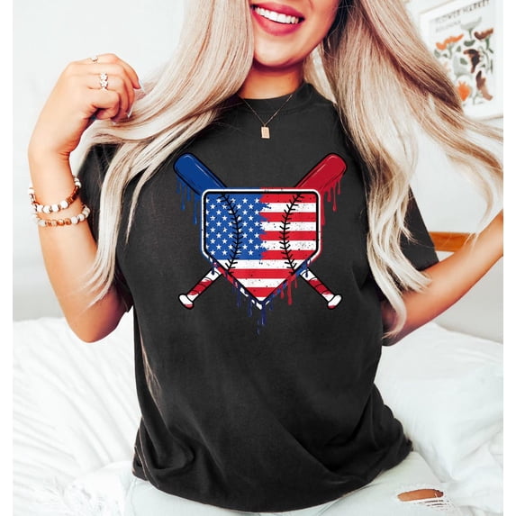Baseball Drip Ice Cream Shirt, 4th Of July Gift, Patriotic American ...