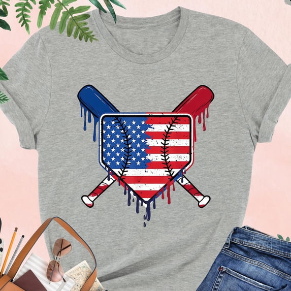 Baseball Drip Ice Cream Shirt 4th Of July Gift Patriotic American Flag ...