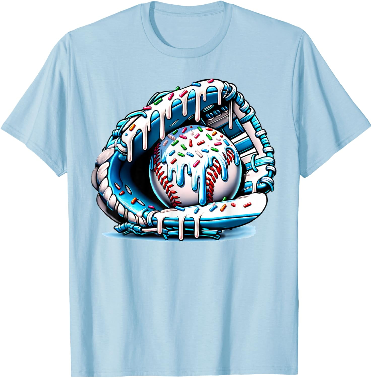 Baseball Drip Ice Cream Sprinkles Baseball Glove T-Shirt,Full Sizes S ...
