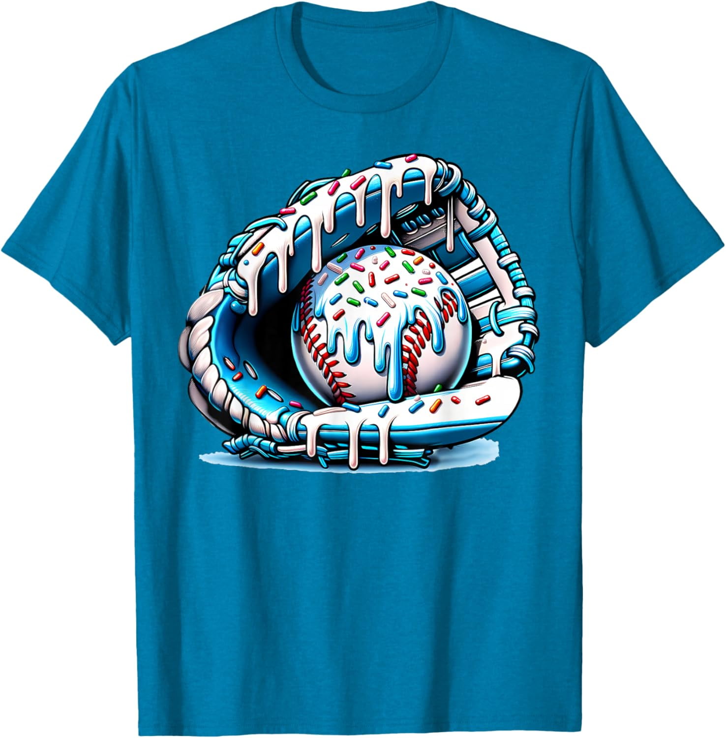 Baseball Drip Ice Cream Sprinkles Baseball Glove T-Shirt,Full Sizes S ...