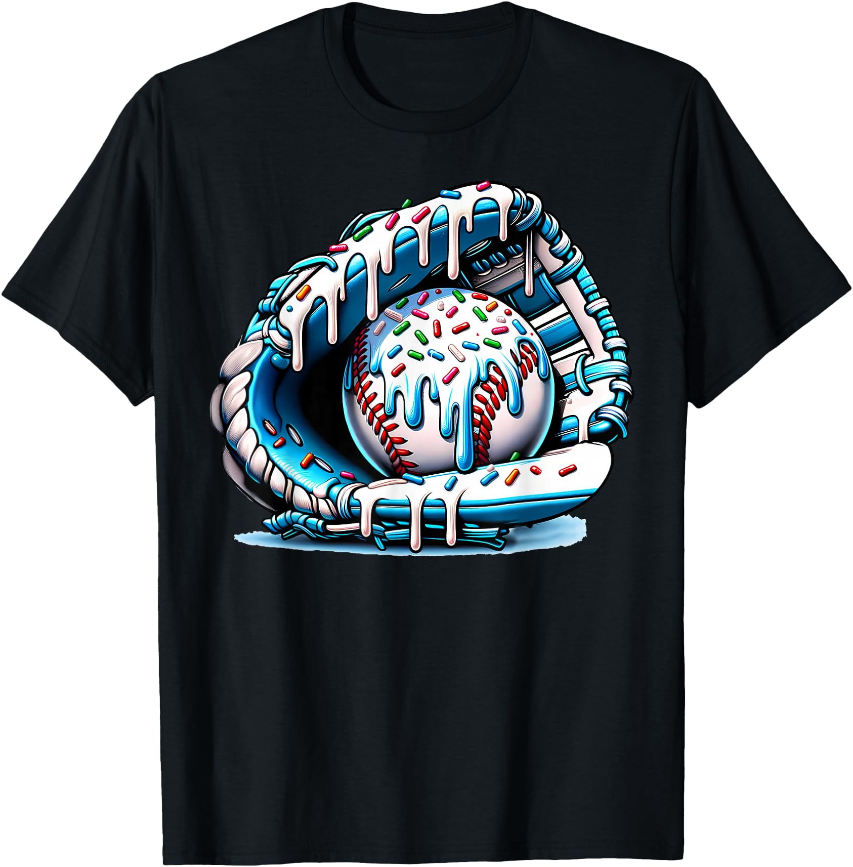 Baseball Drip Ice Cream Sprinkles Baseball Glove T-Shirt - Walmart.com