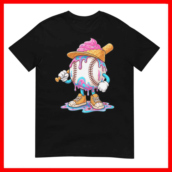 Baseball Drip Ice Cream Youth Sports Unisex T-Shirt Size S-5XL ...