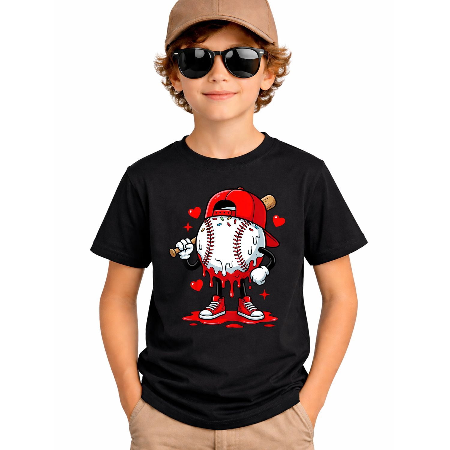 Baseball Drip Icecream Apparel Youth Boy Valentine T-Shirt - Walmart.com