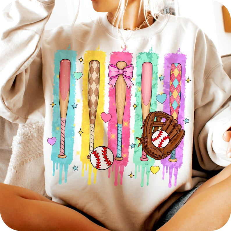 Baseball Drip Mama Sweatshirt, Brushstroke Baseball Shirt, Coquette ...