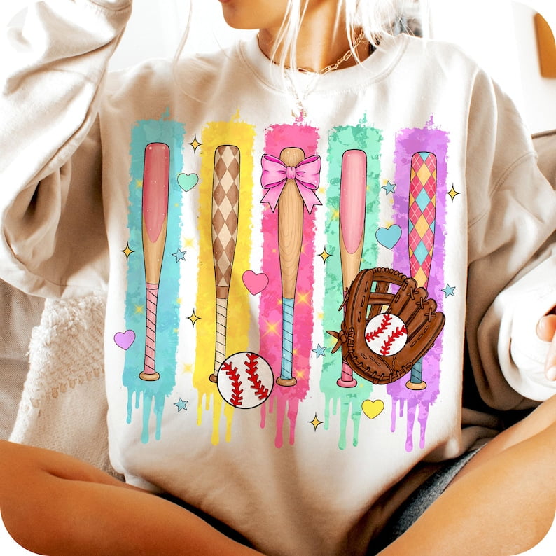 Baseball Drip Mama Sweatshirt, Brushstroke Baseball Shirt, Coquette ...