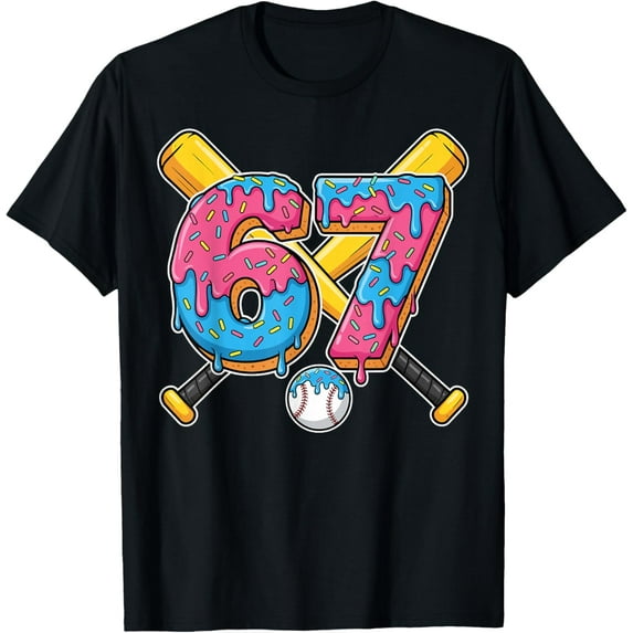 Baseball Drip Number 67 Player 67th Birthday Meme Gen Alpha T-Shirt ...