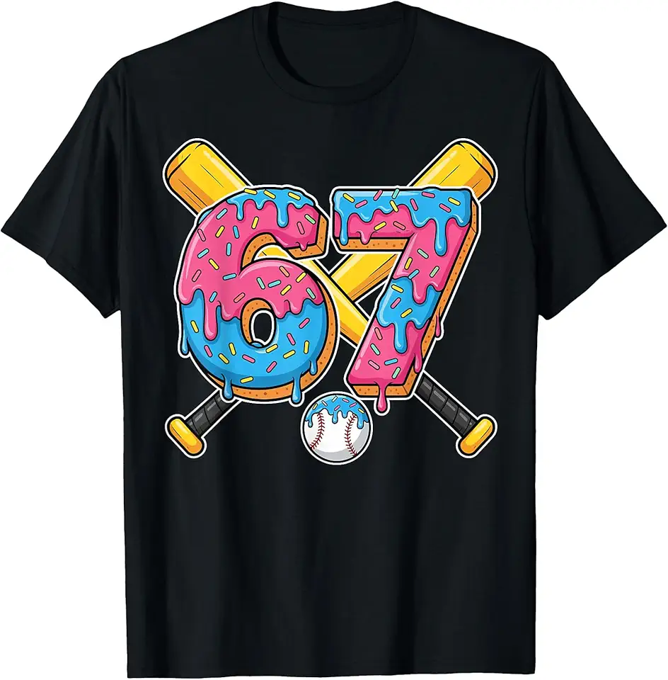 Baseball Drip Number 67 Player 67th Birthday Meme Gen Alpha T-Shirt ...