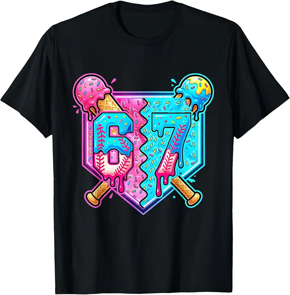 Baseball Drip Number 67 Player Ice Cream Drip 67th Birthday T-Shirt ...