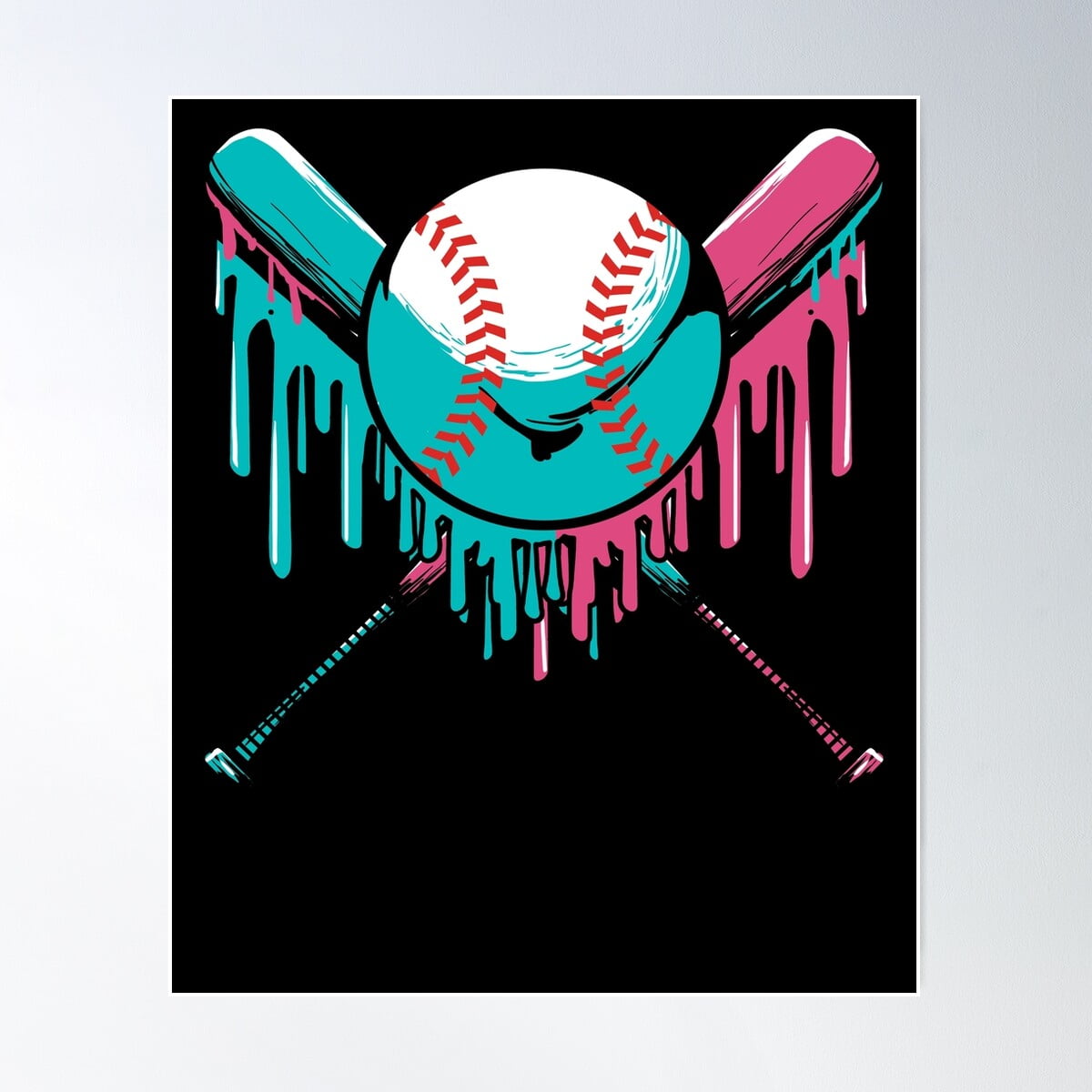 Baseball Drip Sprinkles Baseball Bat And Ball Baseball Drip Gear Poster ...